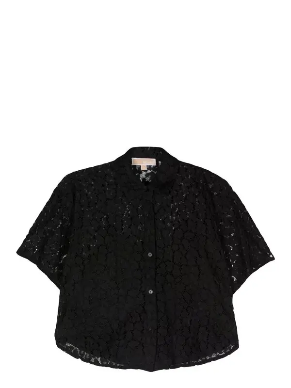 Michael Kors Leopard Corded Lace Shirt - Black