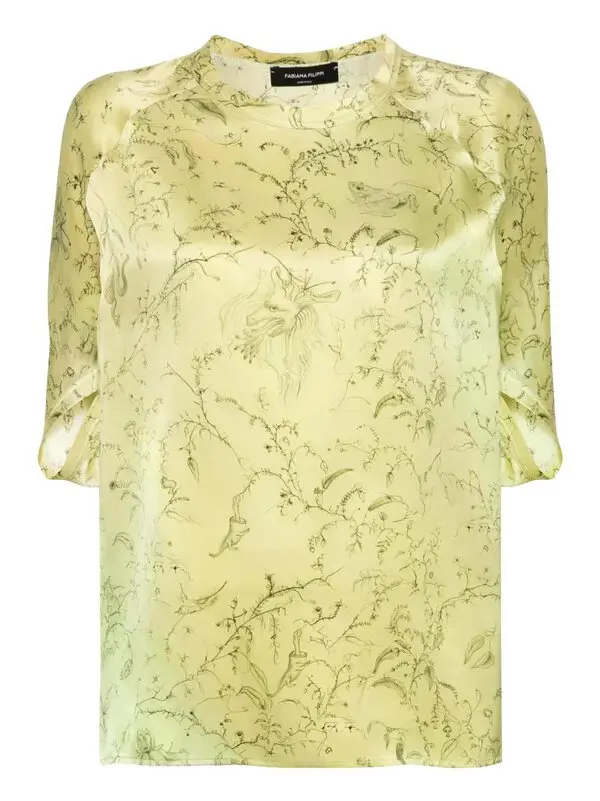 Fabiana Filippi Graphic Print Silk Blouse - Green