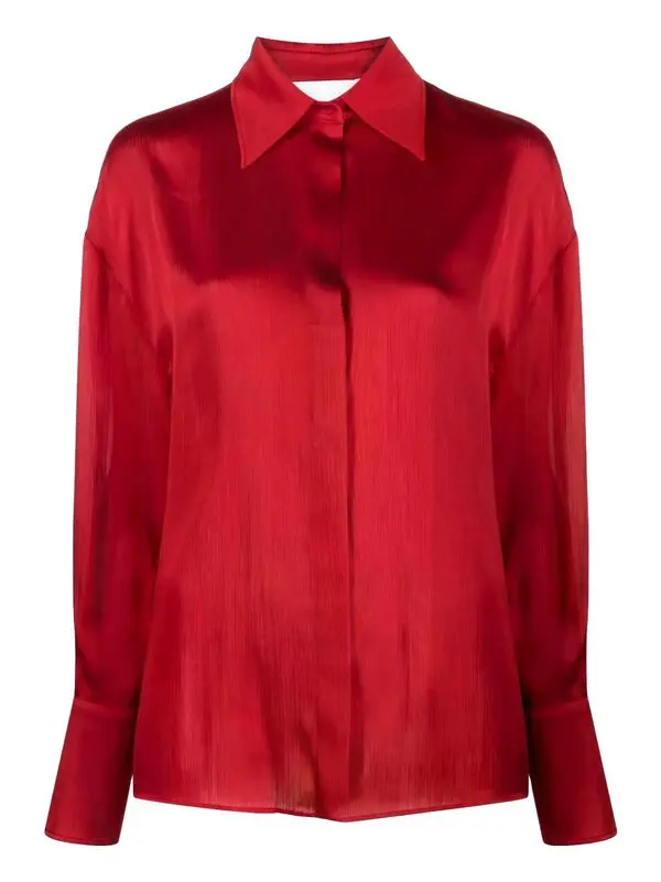 GENNY Satin-finish Button-up Shirt - Red
