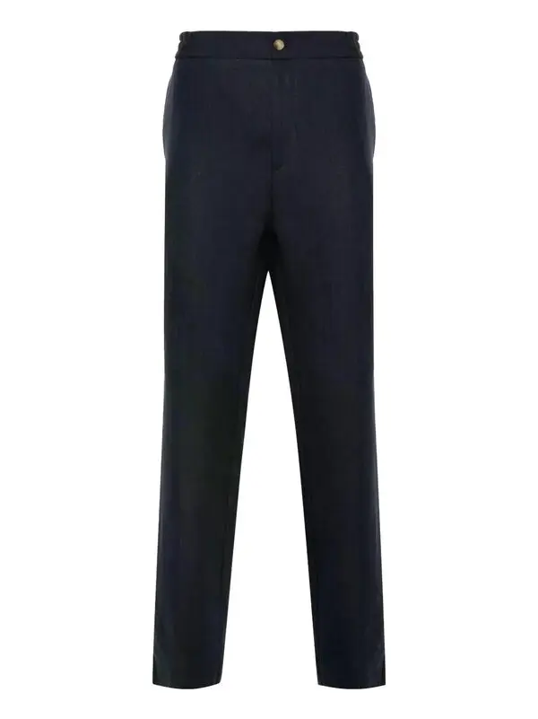 Etro Herringbone Linen Trousers - Blue