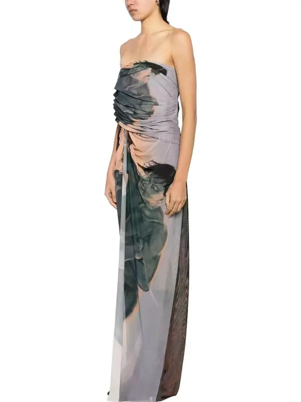 SANKUANZ Mesh Draped Skirt - Grey