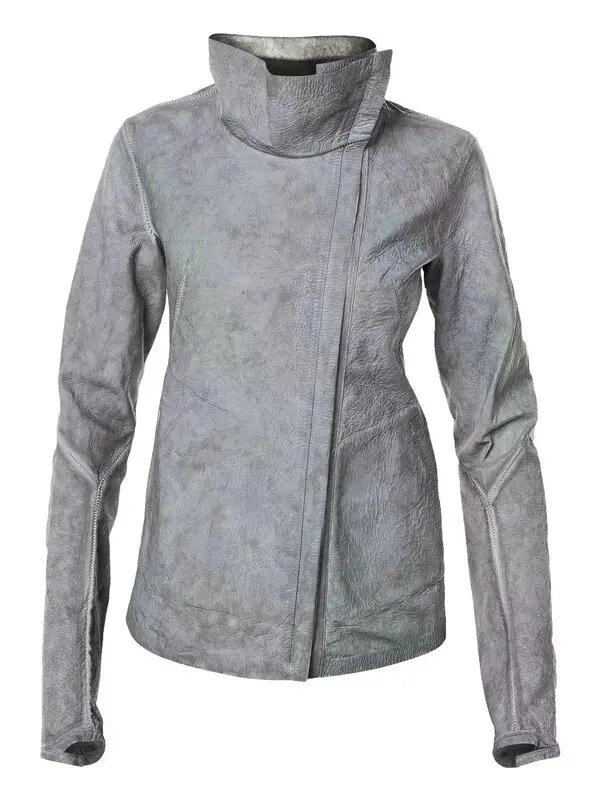ISAAC SELLAM EXPERIENCE Off-centre Biker Jacket - Grey