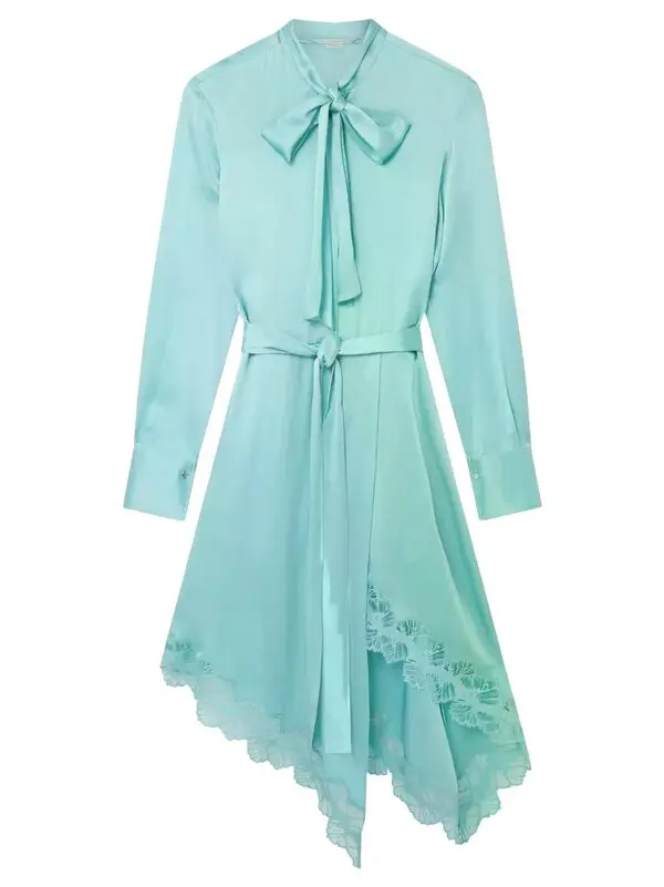 Stella McCartney Double Satin Lace-trim Dress - Blue