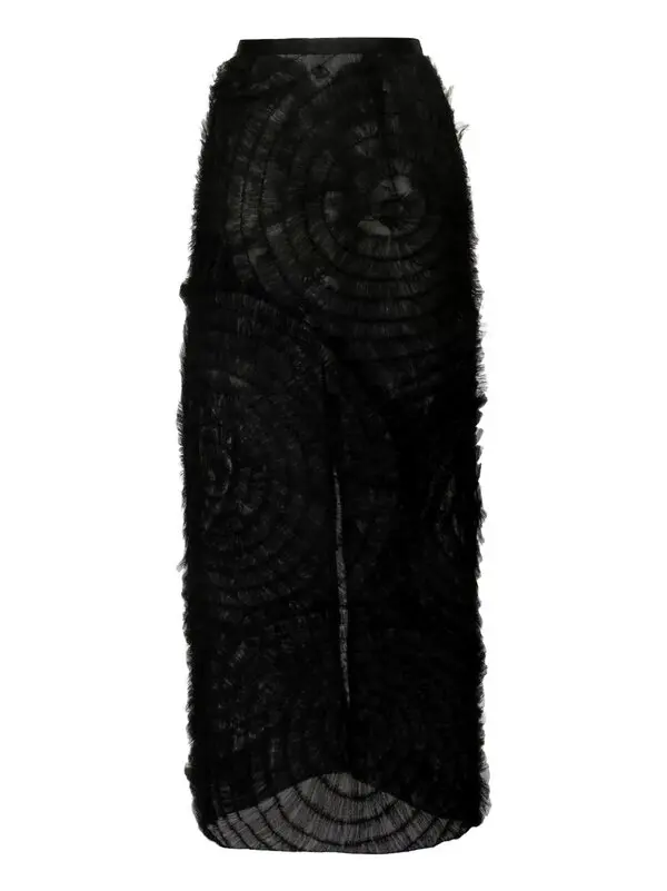 Huishan Zhang Ruffled Sheer Maxi Skirt - Black