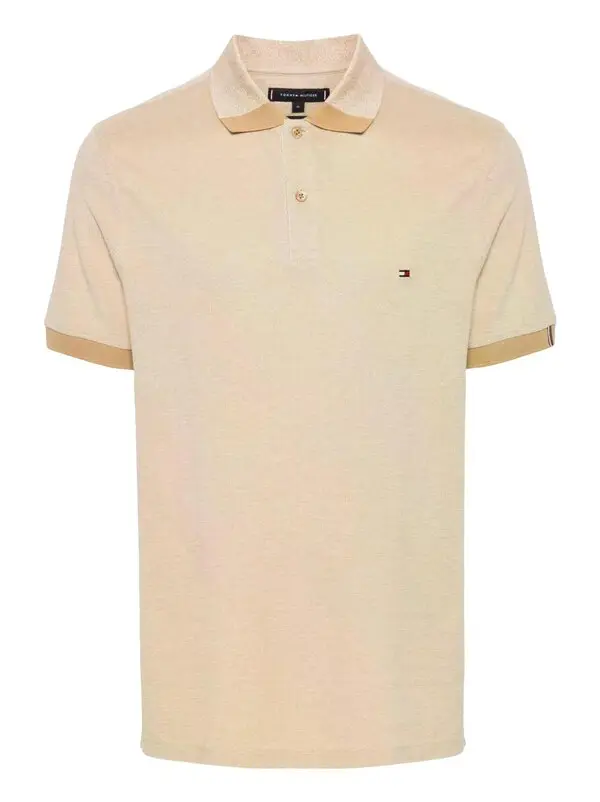 Tommy Hilfiger Logo-embroidered Organic Cotton Blend Polo Shirt - Neutrals