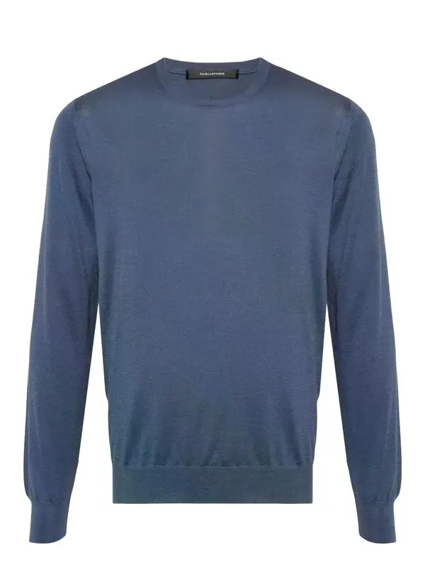 Tagliatore Crew Neck Fine Knit Jumper - Blue