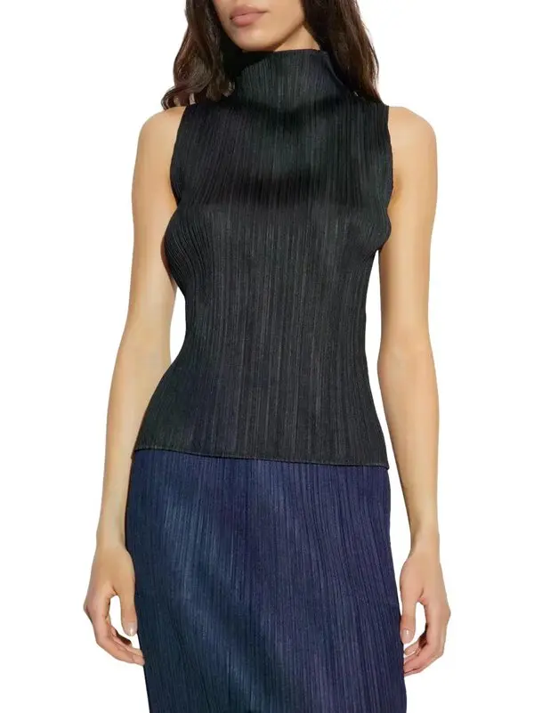 Issey Miyake Sleeveless High Neck Top - Black