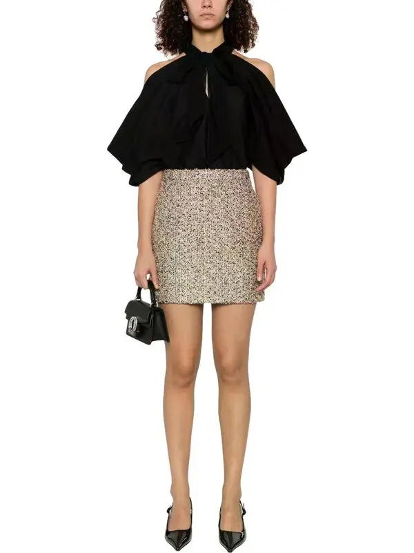 Giambattista Valli Halterneck Draped Blouse - Black