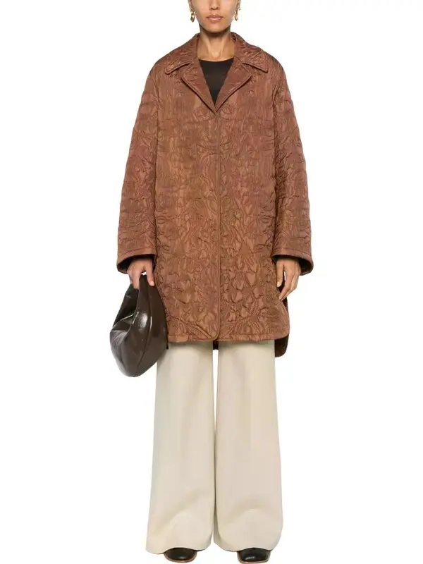 Ermanno Scervino Floral-pattern Quilted Coat - Brown