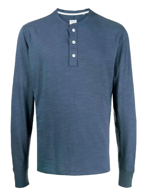 Rag & Bone Cotton Henley T-shirt - Blue