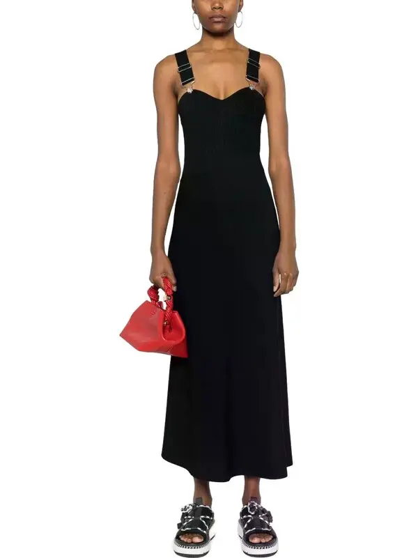 Moschino Flared Knitted Midi Dress - Black