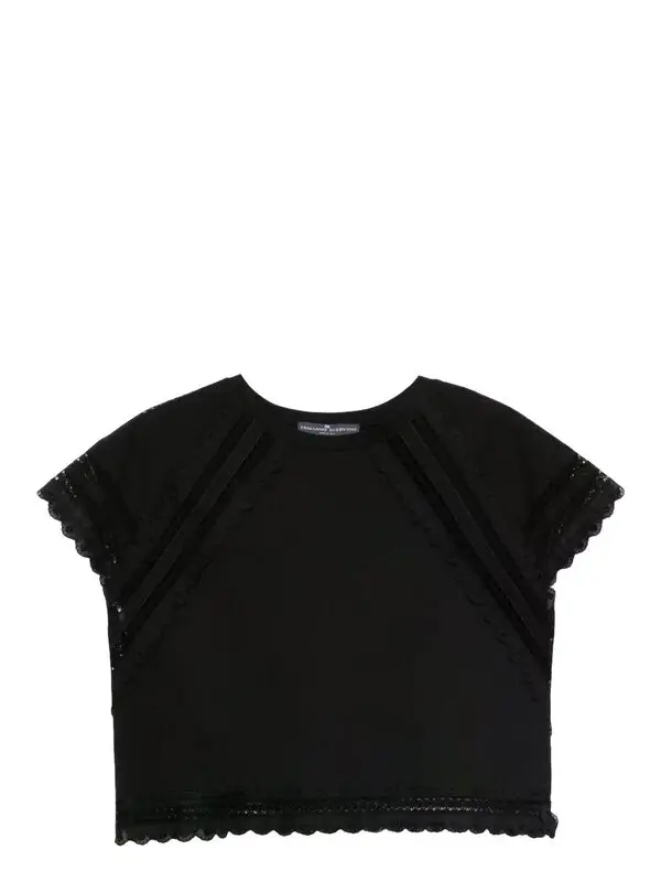 Ermanno Scervino Lace Trim Crewneck Short Sleeve Blouse - Black
