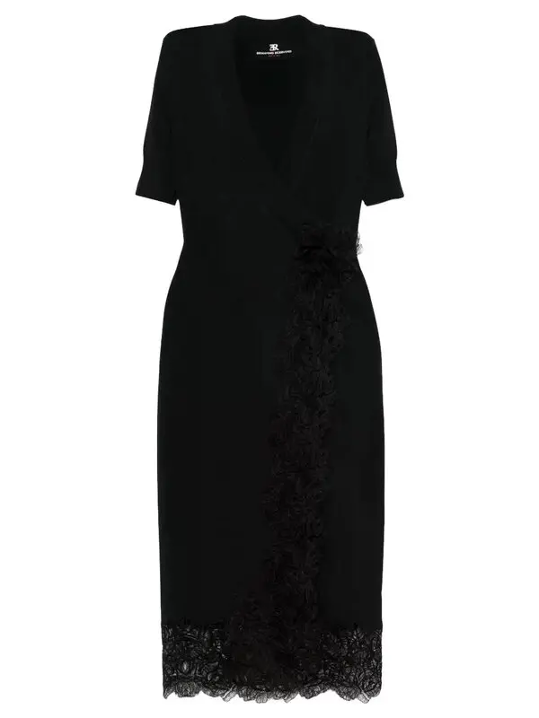 Ermanno Scervino Lace Embellished Wrap Dress - Black