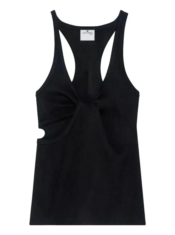 COURREGES Stretch-knit Cut-out Tank Top - Black