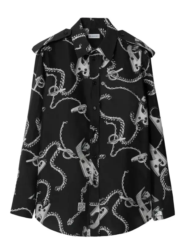 Burberry Knight Hardware Silk Shirt - Black