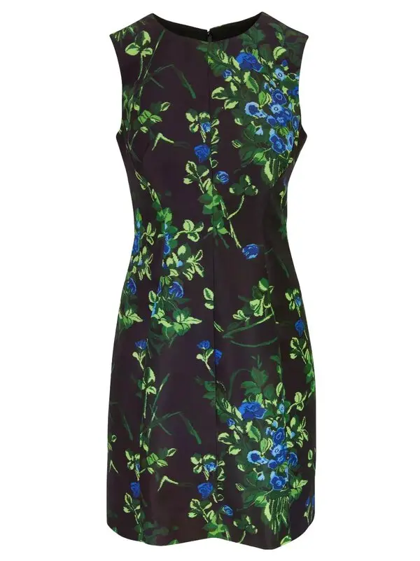 Carolina Herrera Sleeveless Floral Print Dress - Black