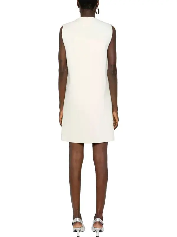 JIL SANDER Sleeveless Textured Crewneck Mini Dress - Neutrals