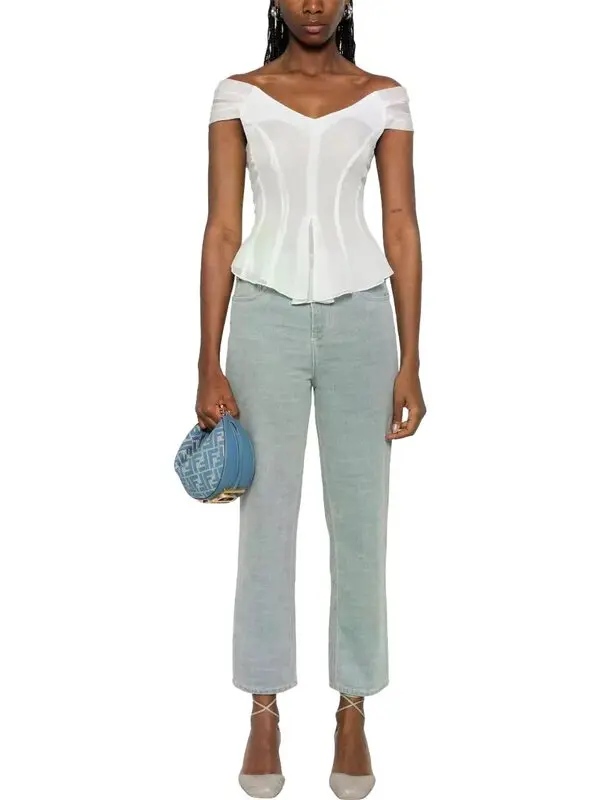 Fendi Logo Embossed Jeans - Blue