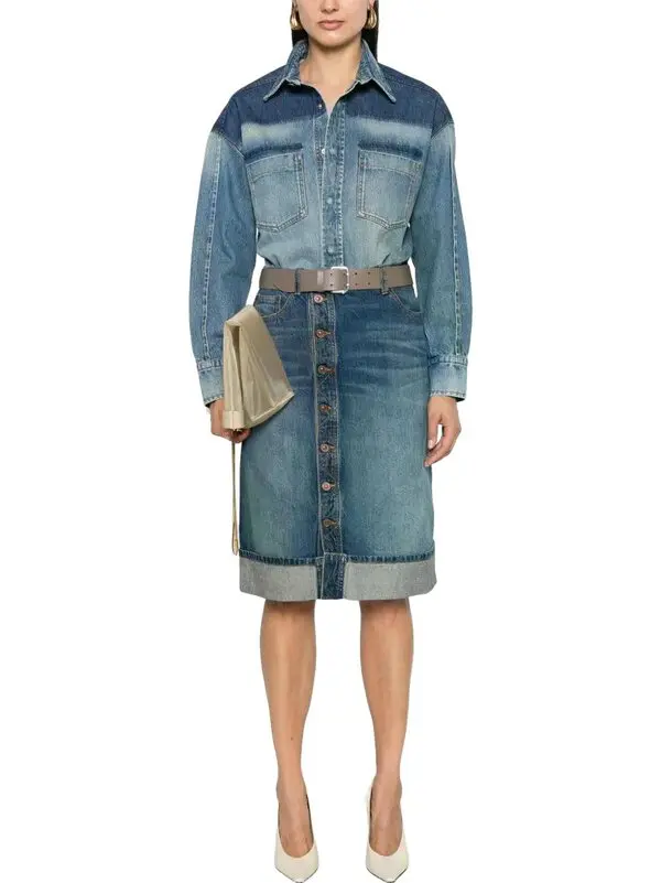 Victoria Beckham Indigo Washed Denim Classic Collar Shirt - Blue
