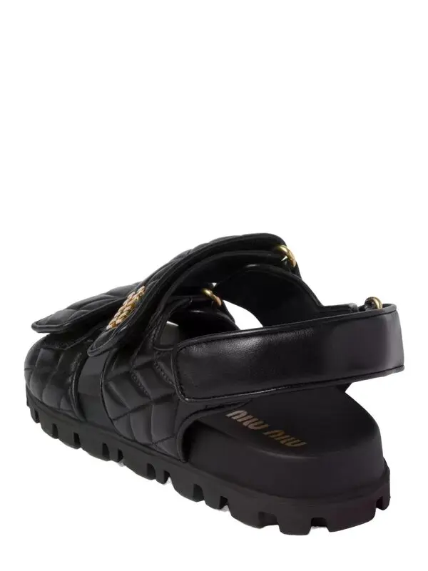 Miu Miu Quilted Nappa Leather Sandals - Black