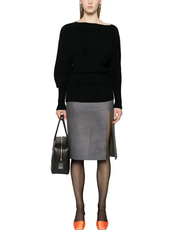 Philosophy Di Lorenzo Serafini Mid-rise Midi Skirt With Dart Detailing And Side Slit - Grey
