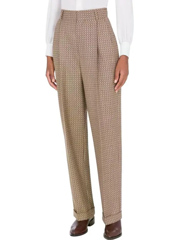 Moschino Geometric Print Pleated Trousers - Neutrals