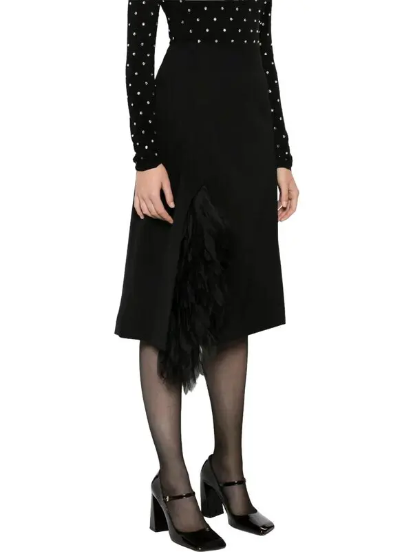 Stella McCartney Appliqué Detail Midi Skirt - Black