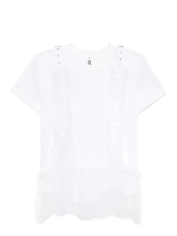 Noir Kei Ninomiya T-shirt With Tulle Panelling - White