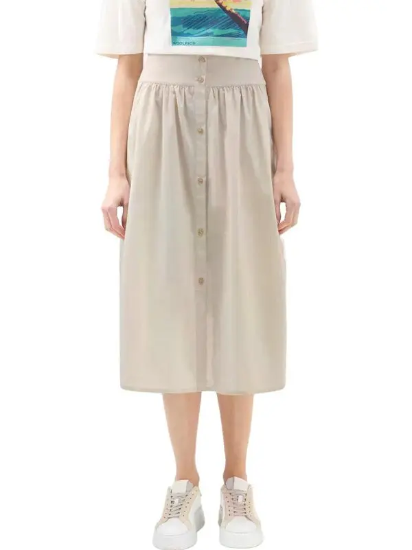 Woolrich A-line Cotton Midi Skirt - Neutrals