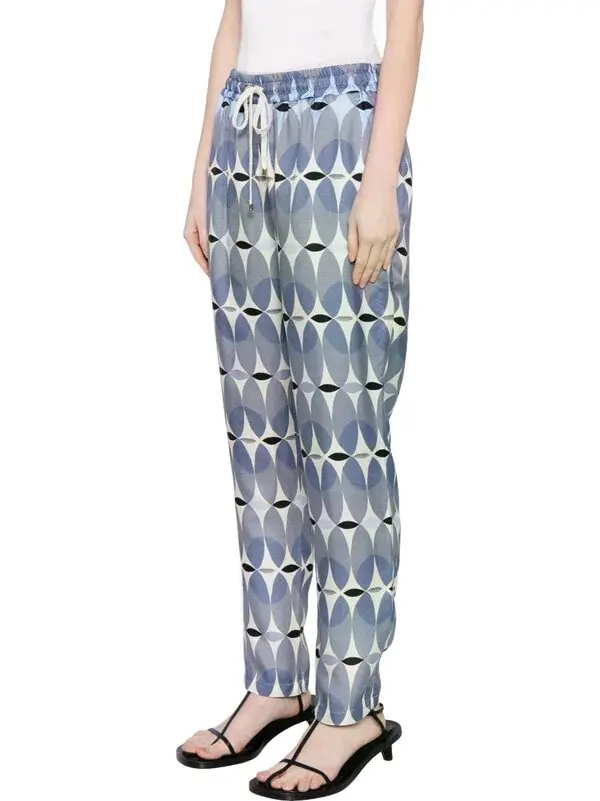Lorena Antoniazzi Graphic-print Silk Trousers - Blue