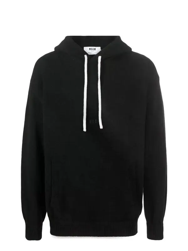 MSGM Contrasting Trim Drawstring Hoodie - Black