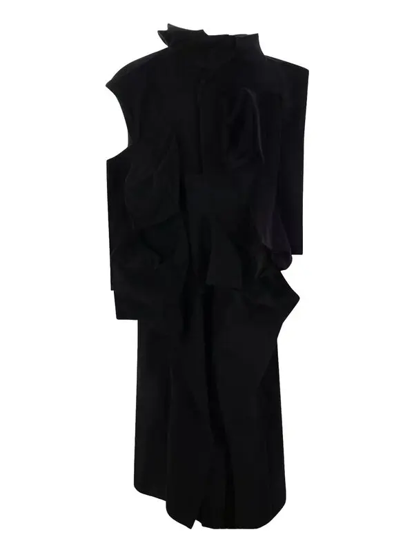 Yohji Yamamoto Draped Wool Blend Maxi Coat - Black