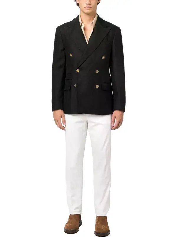 Ralph Lauren Purple Label Notched-lapels Double-breasted Blazer - Black
