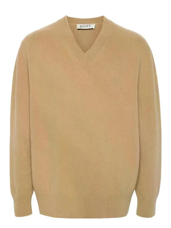 RÓHE Brushed V-neck Sweater - Brown