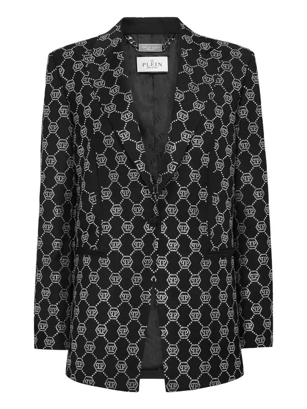 Philipp Plein Monogram-embellished Wool Blazer - Black