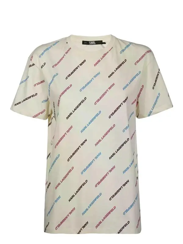 Karl Lagerfeld All-over Logo Print T-shirt - Neutrals