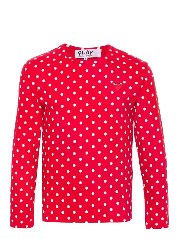 Play Comme Des Garcon Polka-dot Cotton T-shirt - Red