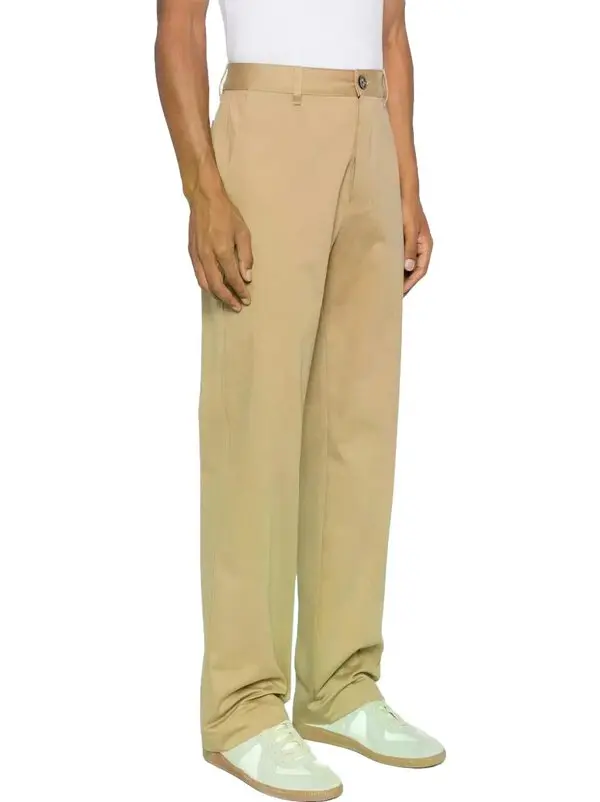 AMI Paris Logo Patch Straight Leg Trousers - Neutrals