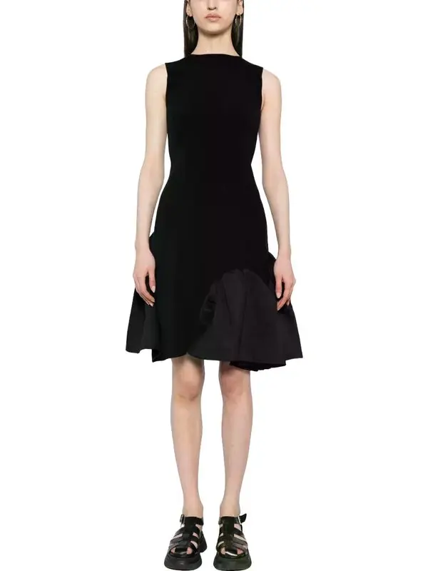 JNBY Asymmetric Patchwork Cotton Midi Dress - Black