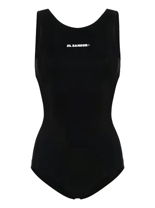 JIL SANDER Logo Print Swimsuit - Black