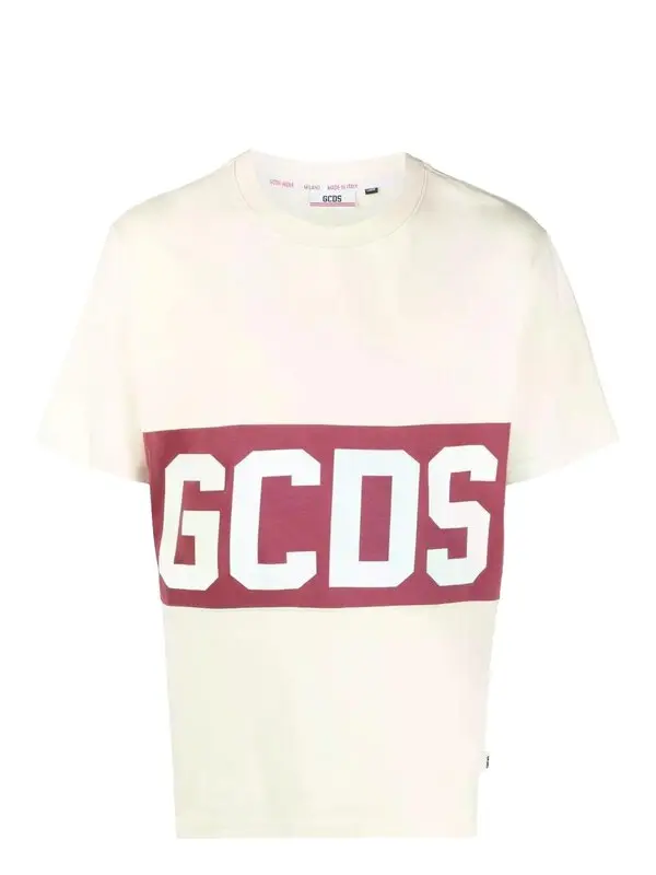 Gcds Logo-print Cotton T-shirt - Neutrals