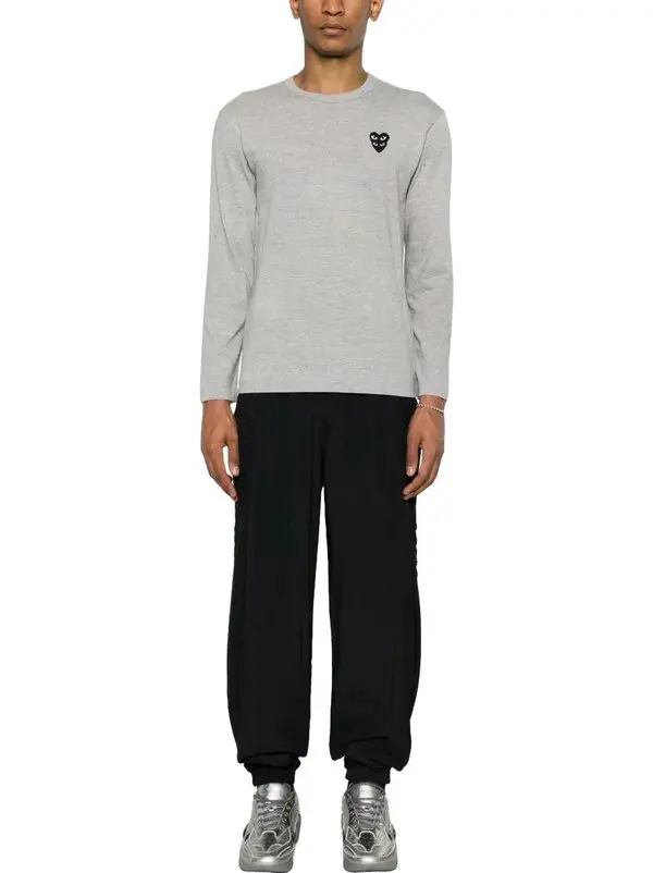Play Comme Des Garcon Double Heart-patch T-shirt - Grey