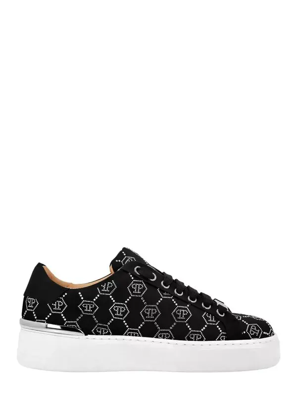 Philipp Plein Rhinestone Embellished Satin Sneakers - Black