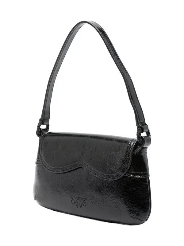 Pinko Baby 520 Leather Shoulder Bag With Heart Detail - Black