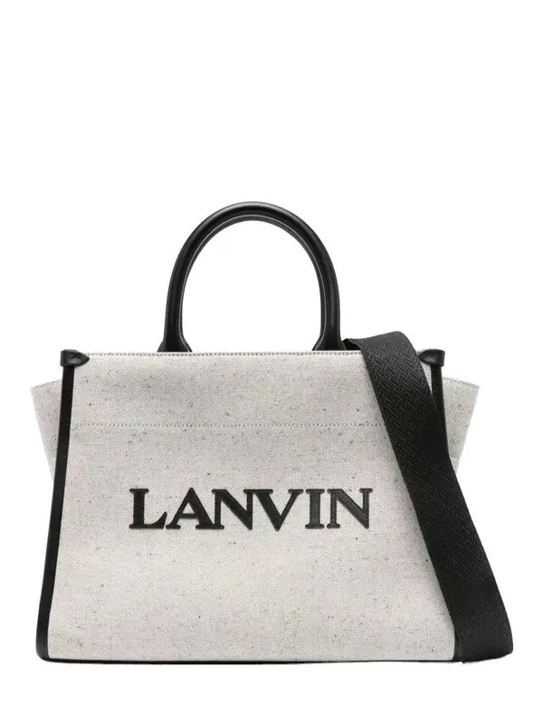 LANVIN Logo Embossed Tote Bag - Neutrals