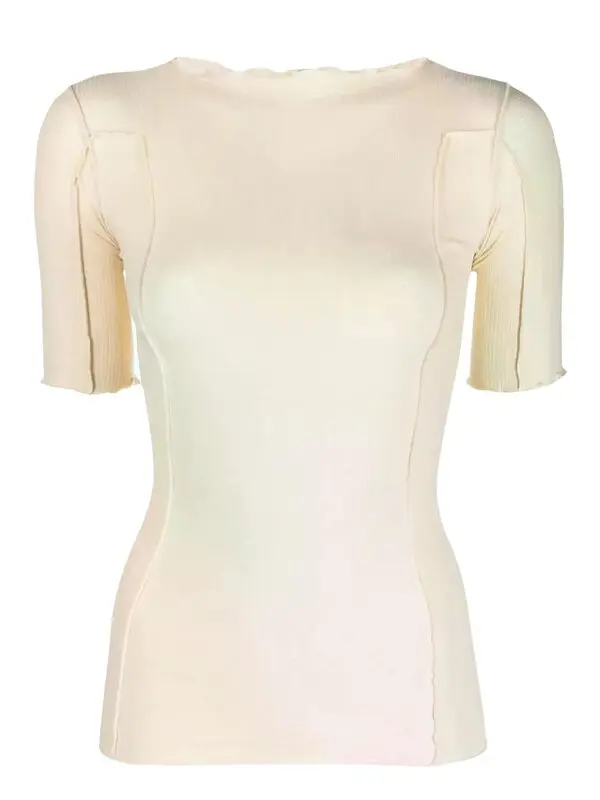 BASERANGE Omato Stretch-organic Cotton Top - Neutrals