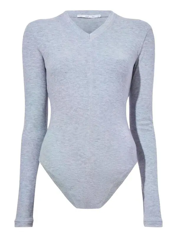 Proenza Schouler White Label Delaney Bodysuit With V-neck And Long Sleeves - Blue