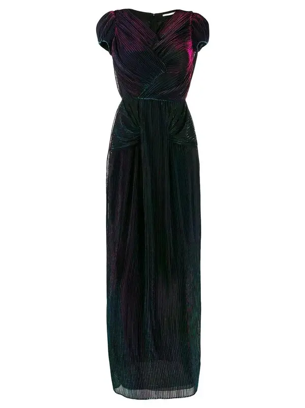 Marco De Vincenzo Metallic Sheen Pleated Maxi Dress - Blue