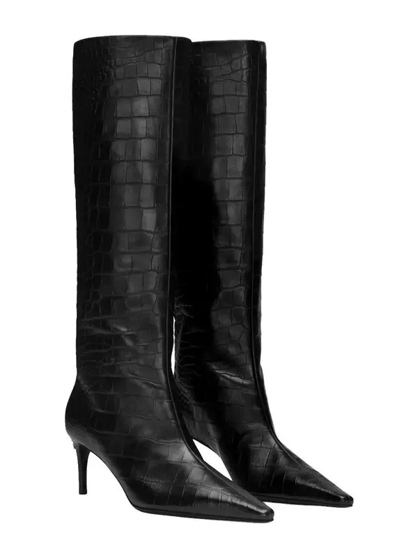 Dolce & Gabbana Crocodile-embossed Leather Boots - Black