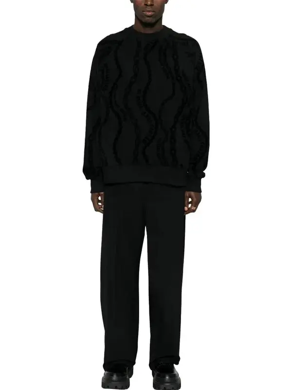 Versace Flocked Logo Jersey Sweatshirt - Black